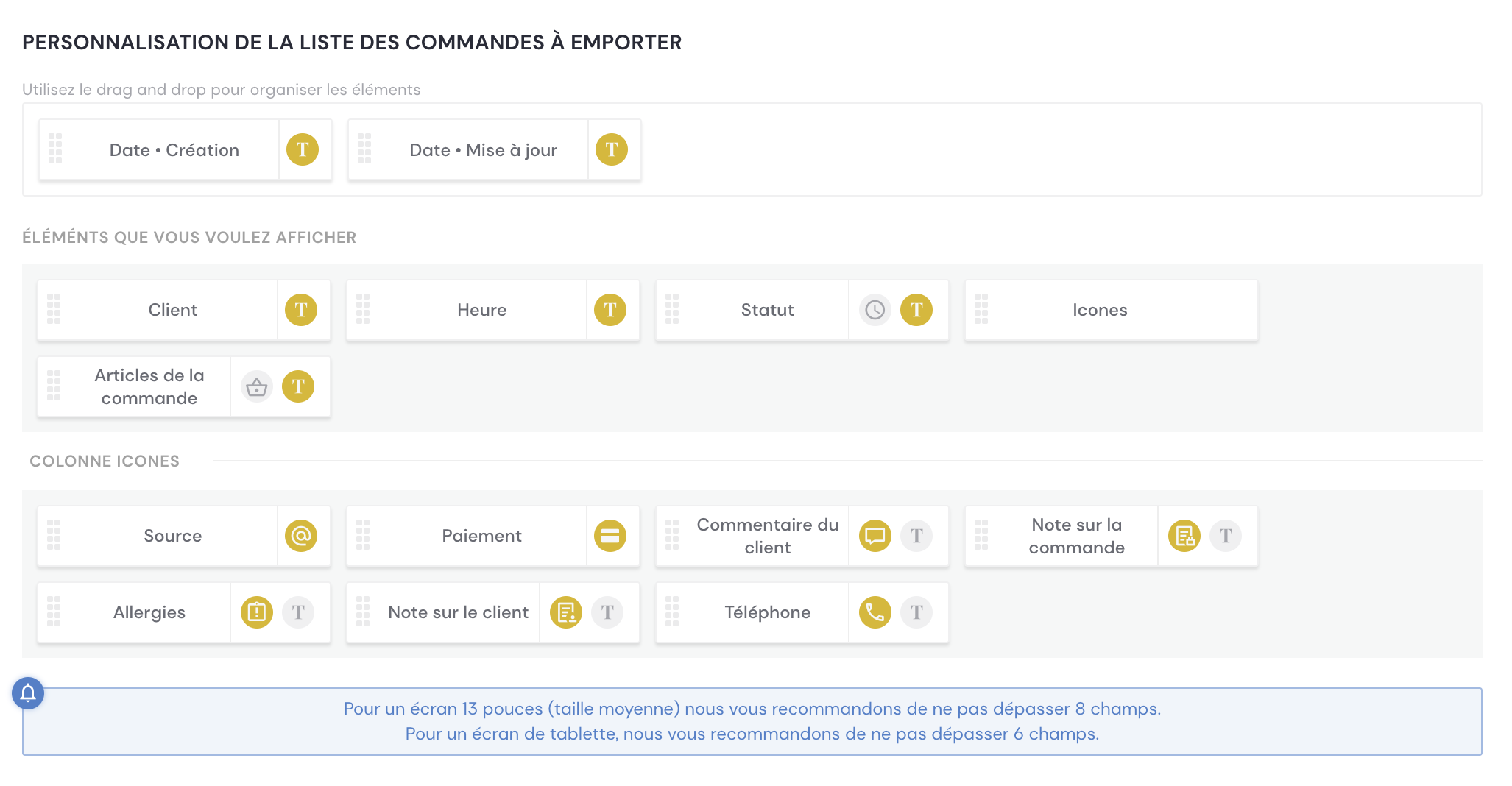 Comment personnaliser l'affichage du cahier de commande Click & Collect ...