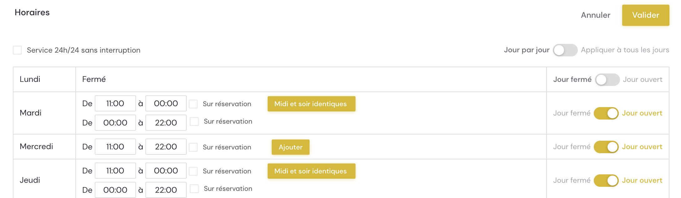 Comment modifier mes horaires d’ouverture sur mon site Zenchef ? – Zenchef : votre centre d'aide