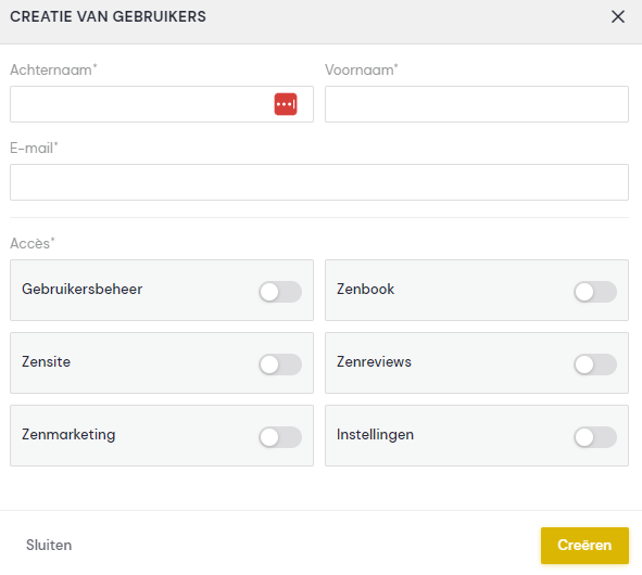 Beheer van gebruikers – Zenchef : Helpcentrum